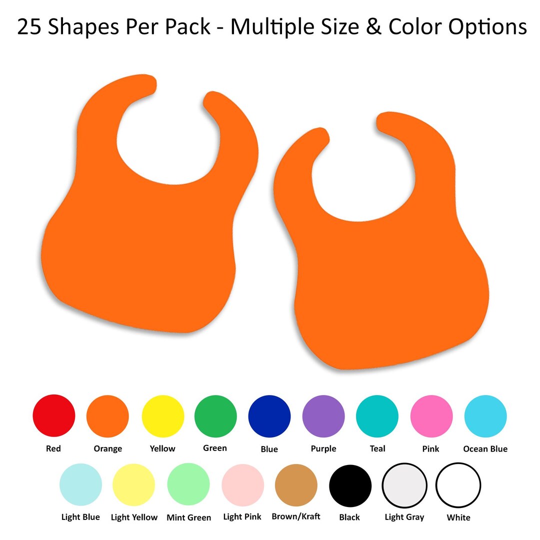 25 Pack - Paper Bib Shapes, Baby Bib Die Cuts, Paper Baby Shapes, DIY ...