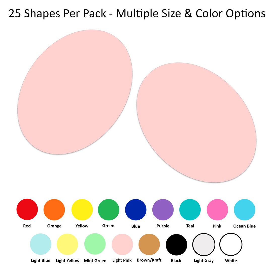 25 Pack - Paper Oval Shapes, Paper Oval Cut Outs, Oval Die Cut Shapes ...