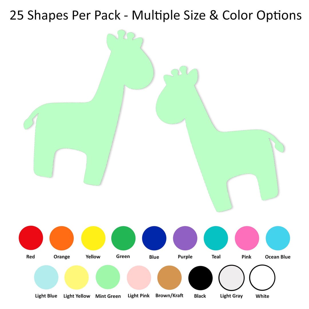 25 Pack - Paper Giraffe Shapes, Giraffe Die Cut, Giraffe Cut Out ...