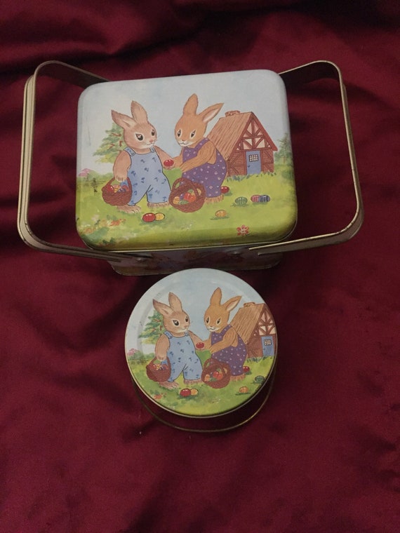 Vintage Matching Bunnies Easter Tins | Etsy