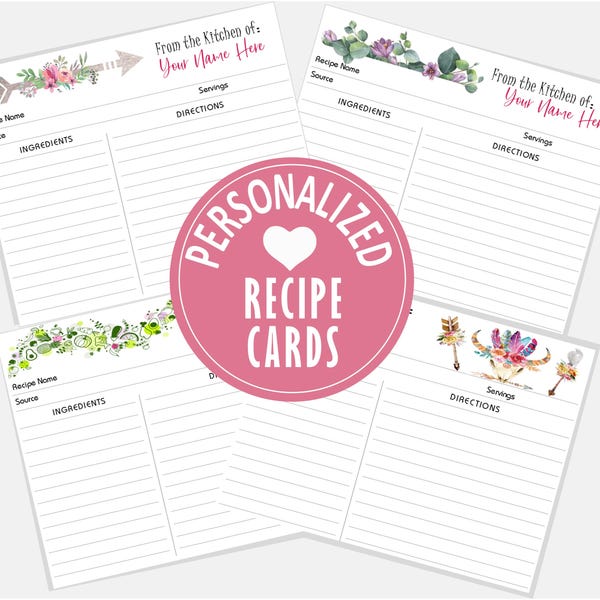 Personalized Recipe Cards - Etsy