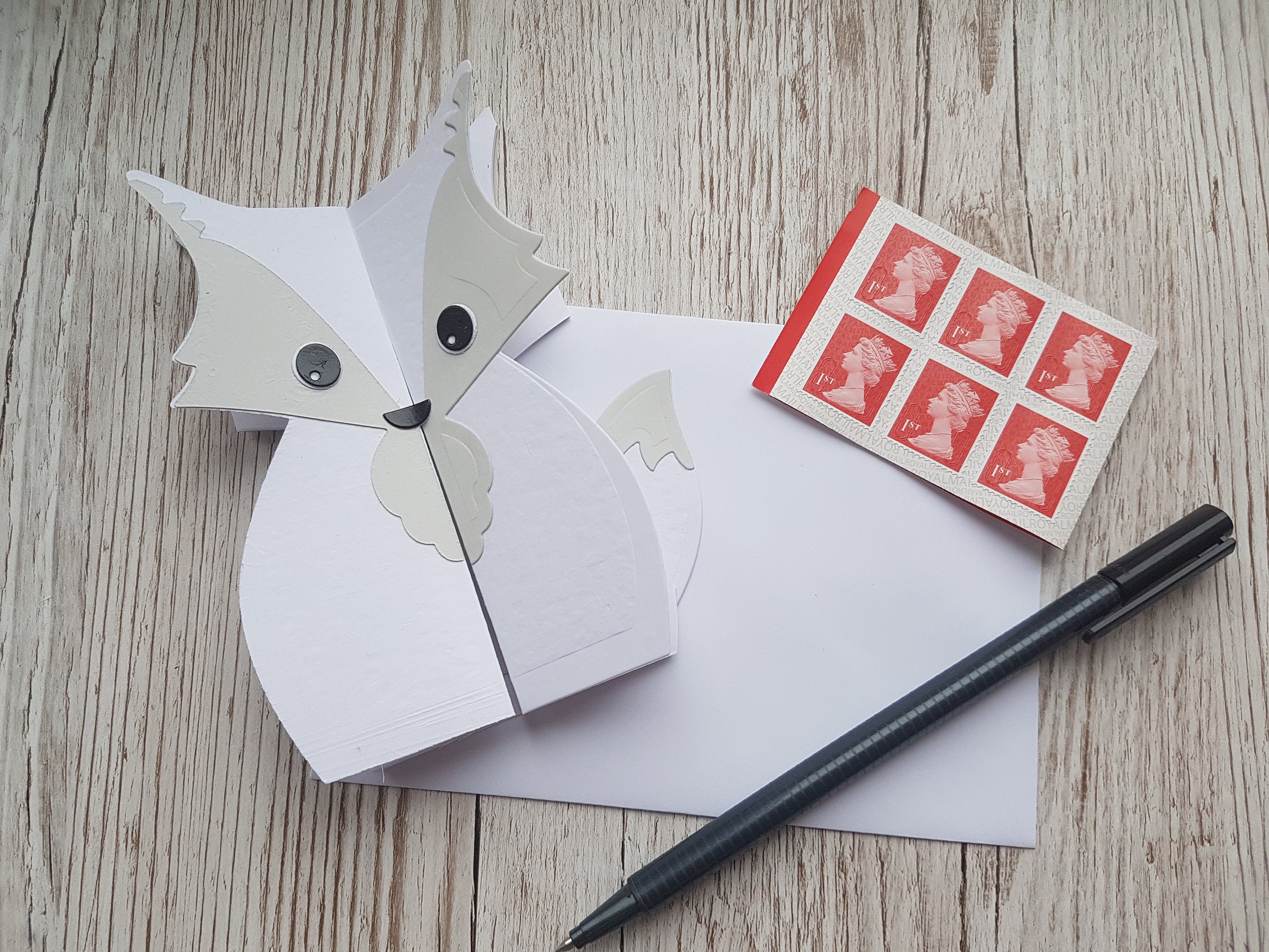 Arctic Fox Card Handmade Blank Card - Etsy UK