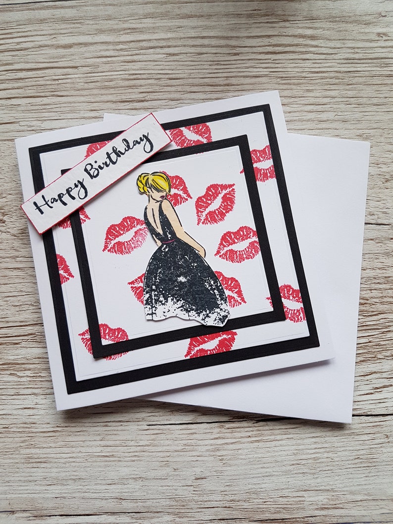 Handmade Glamour Birthday Card/ Little Black Dress Birthday Card ...
