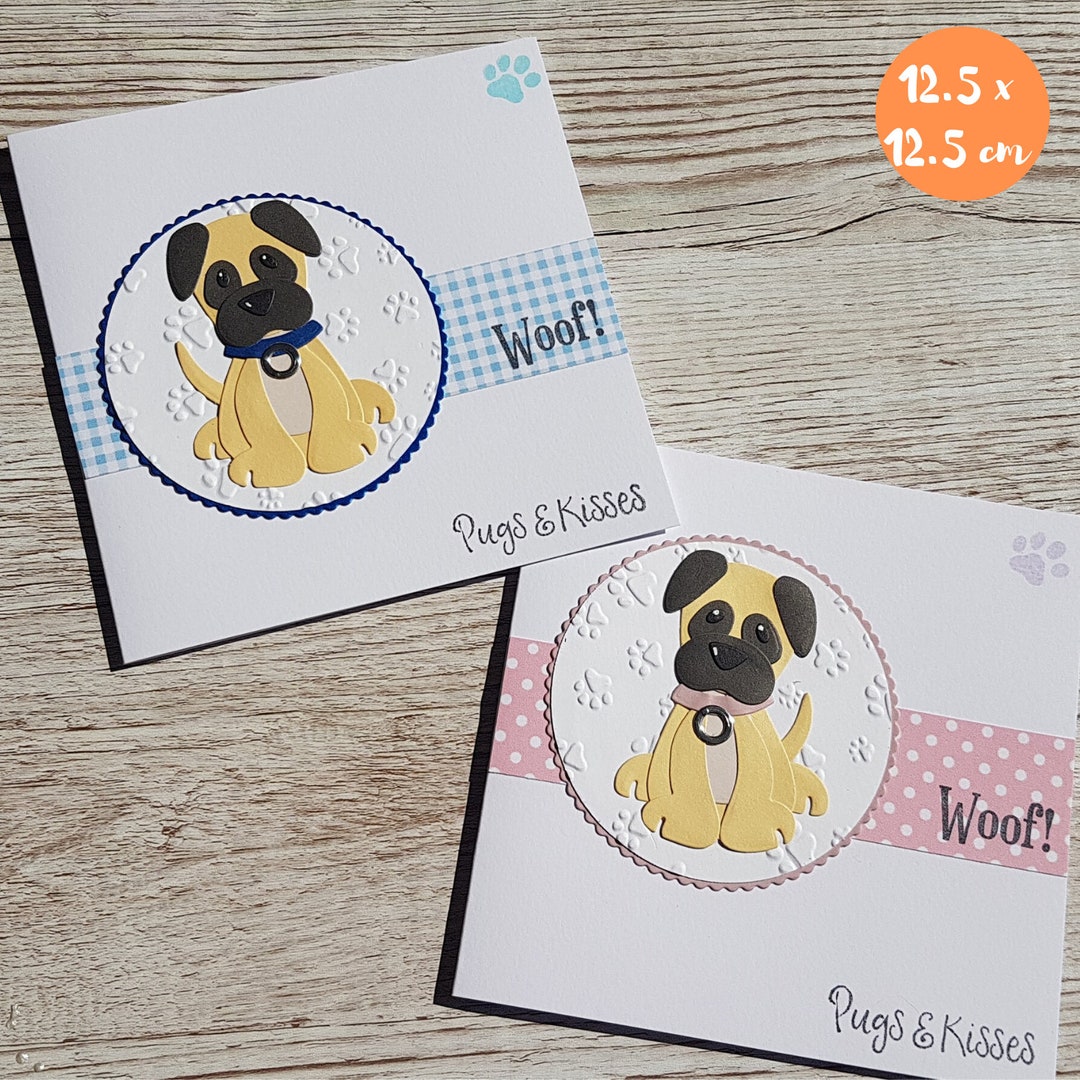 Pugs and Kisses Handmade Dog Card - Etsy