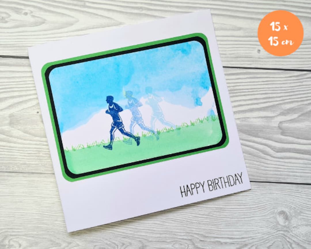 Running Birthday Card - Handmade Greetings Card - Happy Birthday for a ...