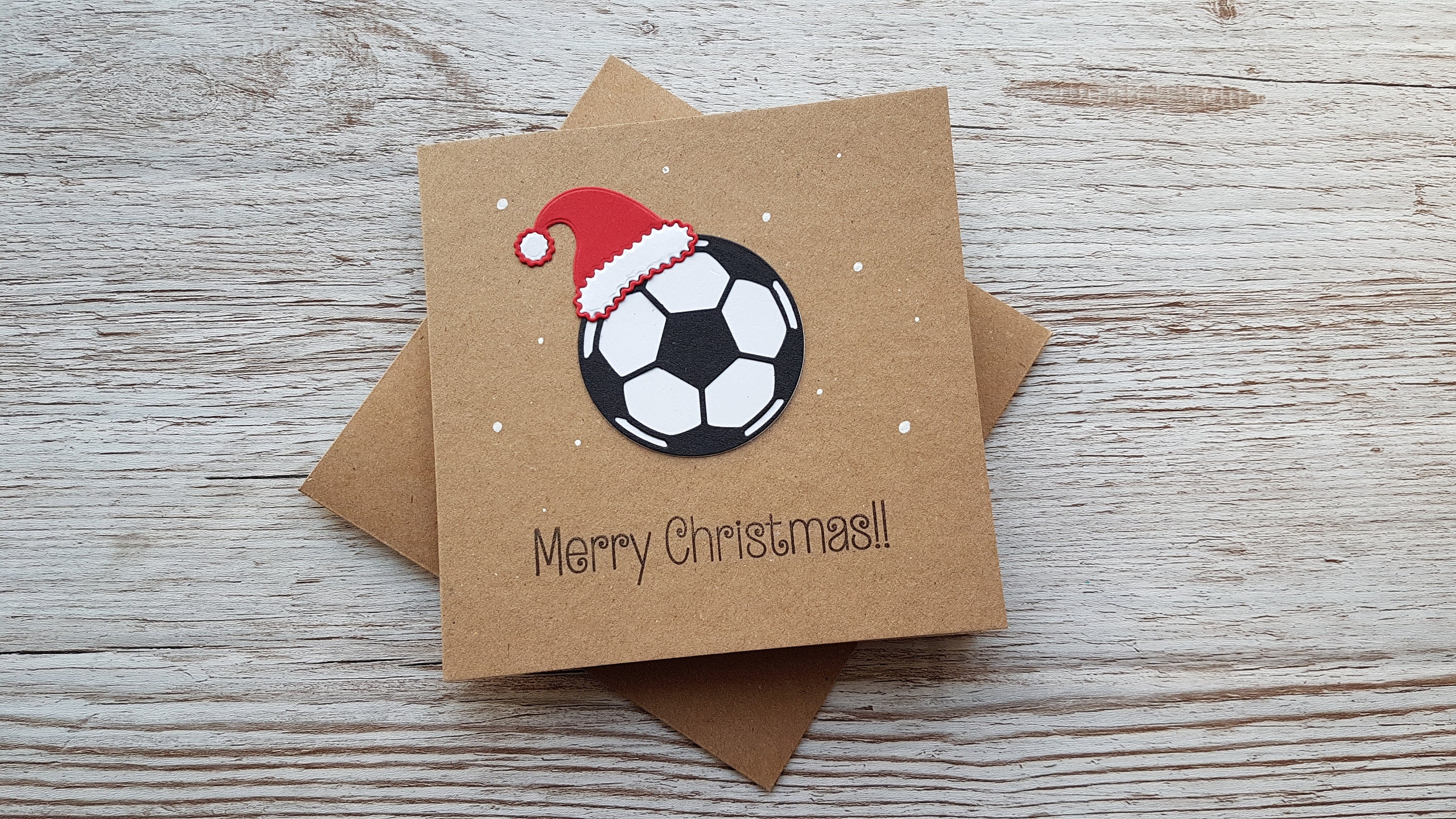 Football Christmas Card - Handmade Santa Sport Card - Masculine Card ...