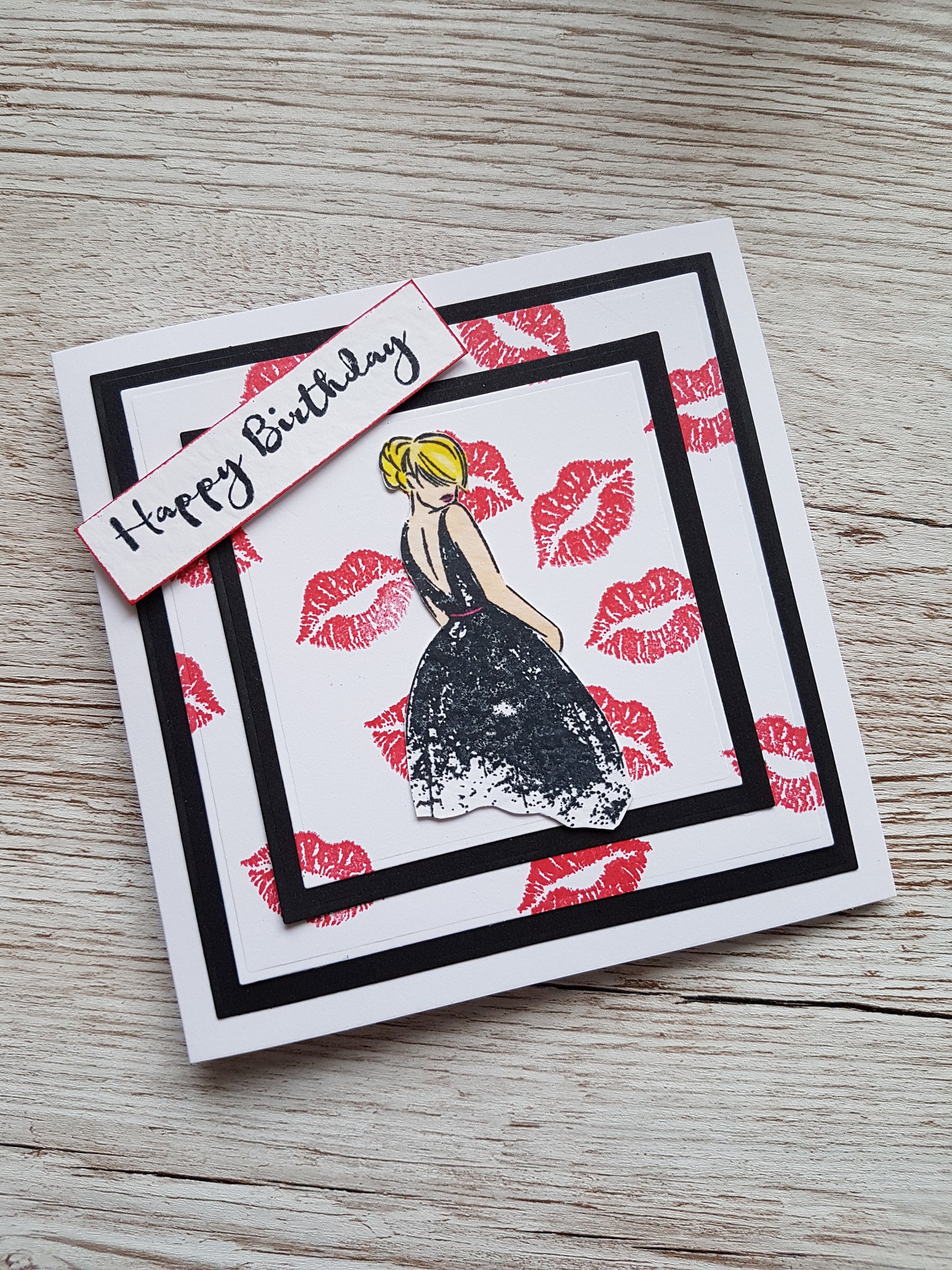 Handmade Glamour Birthday Card/ Little Black Dress Birthday Card ...