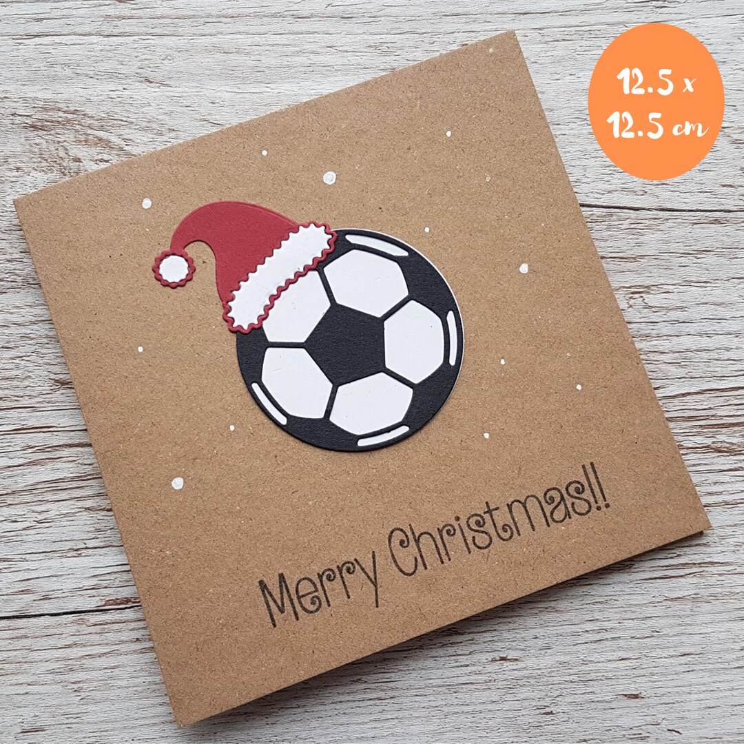Football Christmas Card - Handmade Sporting Card - Maroon Soccer Team ...