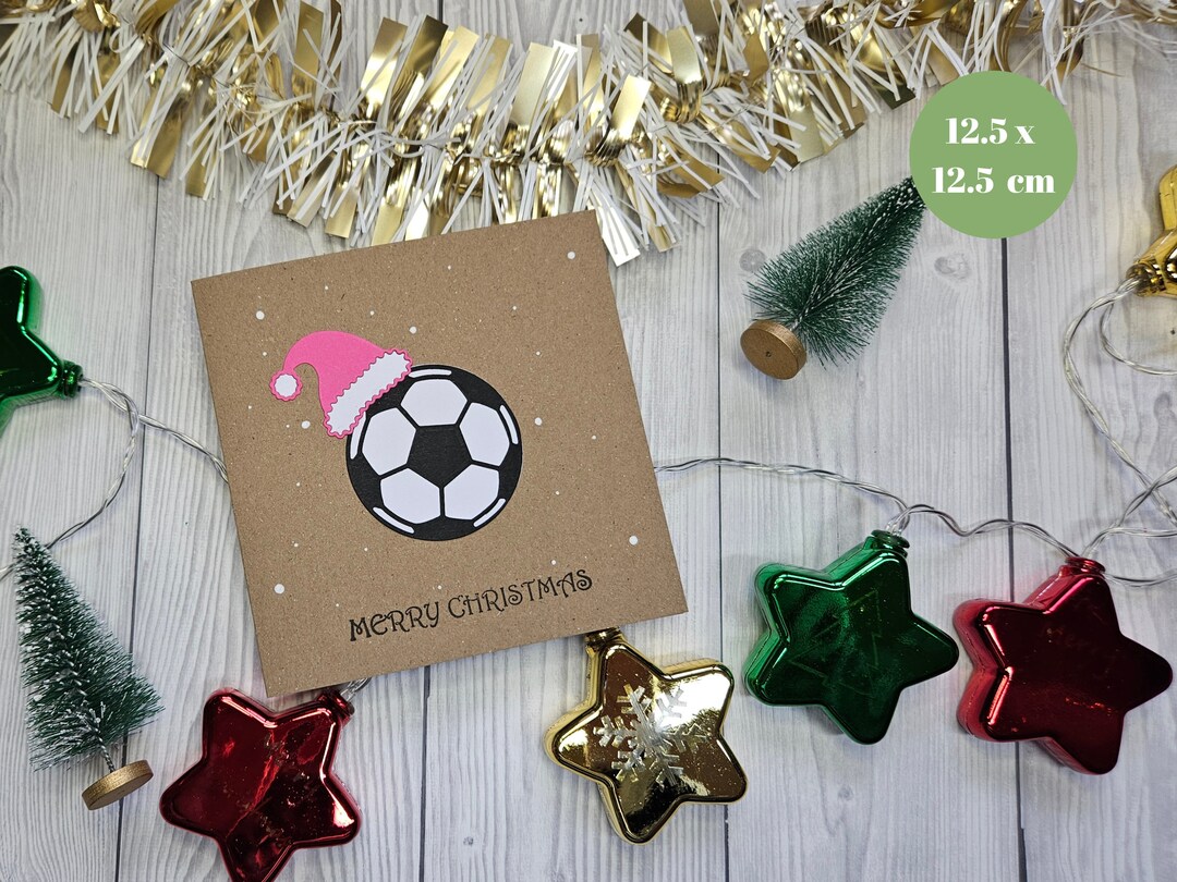 Pink Football Christmas Card Handmade Santa Sport Card - Etsy