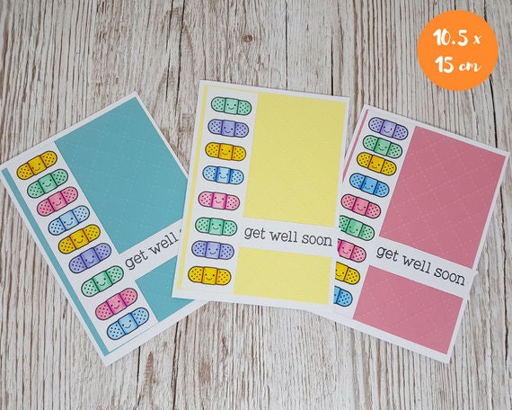 Sticking plasters Get well soon card /sticking plasters / cute | Etsy