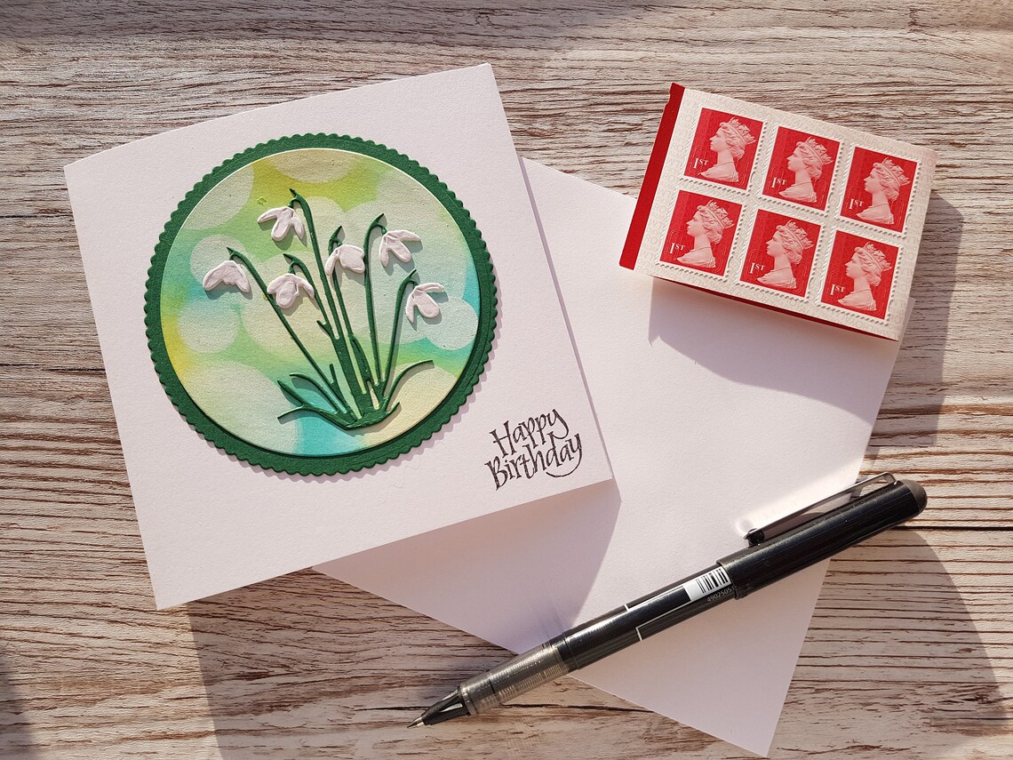 Snowdrop Birthday Card - Happy Birthday - Card for a Gardener - Etsy UK