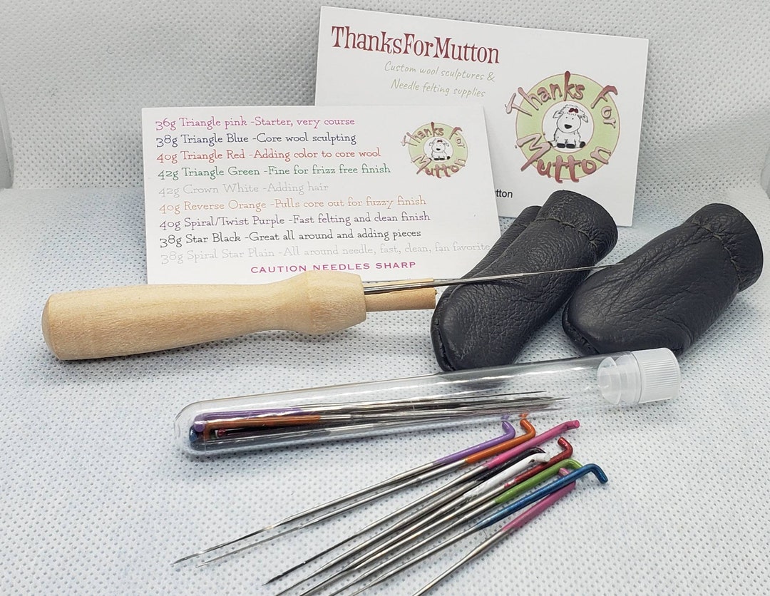 Needle Felting Bulk Set 18 Needles. All Kinds. Includes Holder, Finger ...