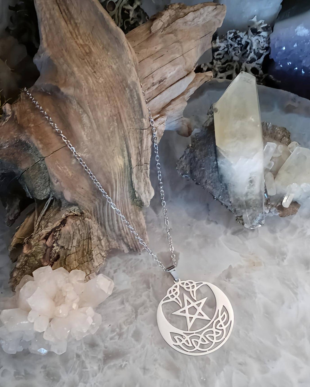 Witches Pentacle, Pentagram & Celtic Knot Necklace, Stainless Steel ...