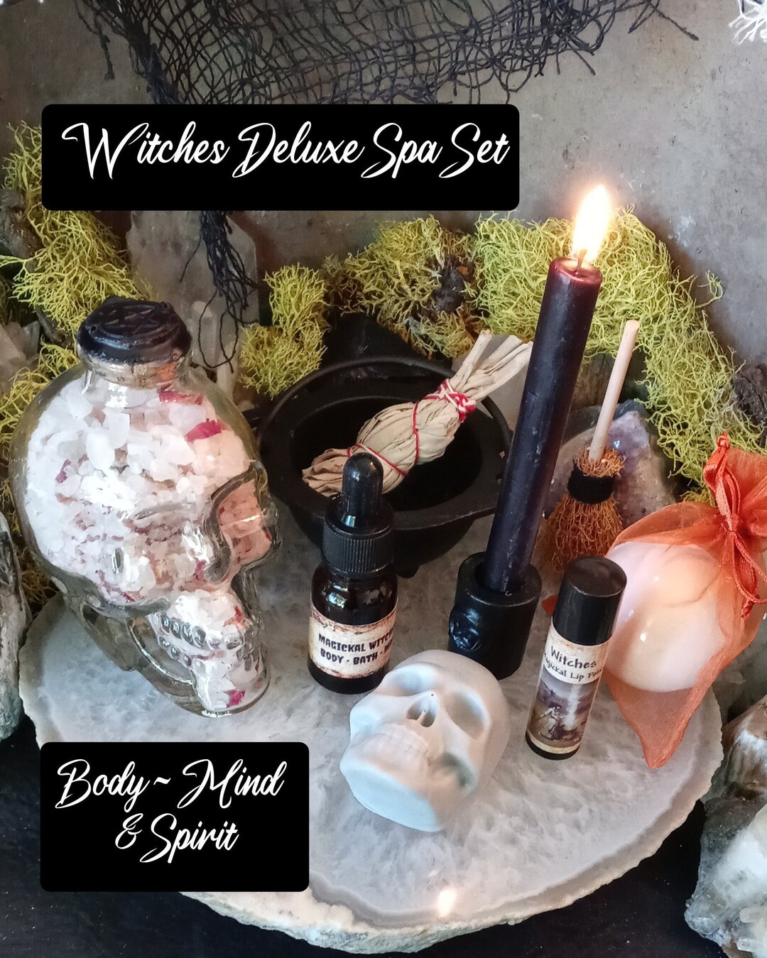 Witches Deluxe Spa Gift Set Goth Spa Set Skull Bath Salts - Etsy