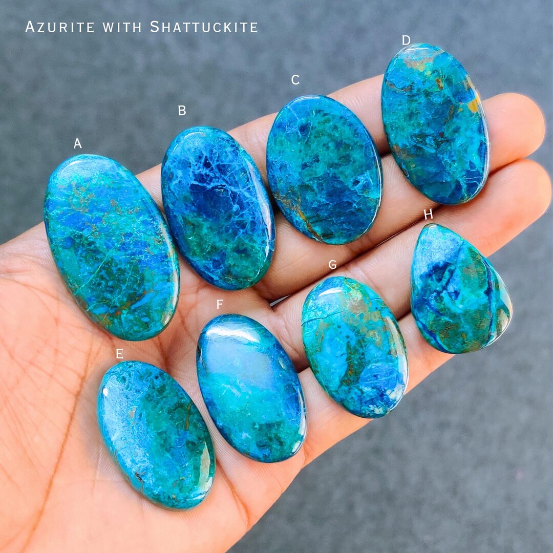 Azurite Shattuckite Dioptase Cabochon: Arizona Gemstone for Jewelry ...