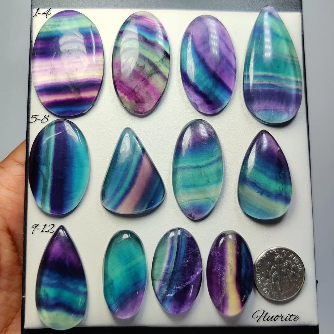 Natural Fluorite Gemstone, Colorful Crystal Cabochon for Pendant ...