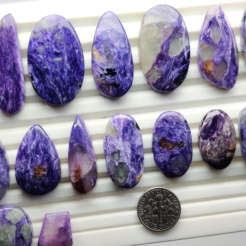 Natural Russian Charoite - Gemstone for Wire Wrapping Jewelry, Macrame ...