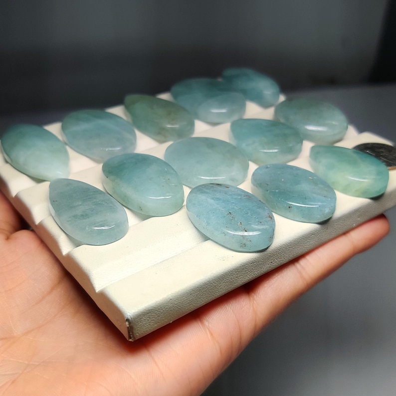 Genuine Aquamarine Gemstone | Natural Blue Beryl Cabochon for Jewelry ...