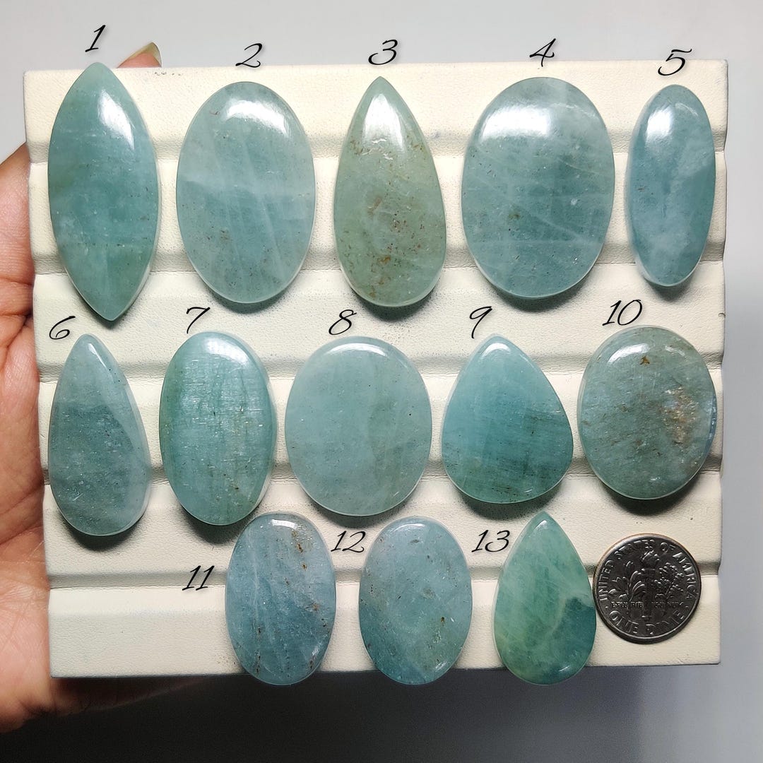 Genuine Aquamarine Gemstone | Natural Blue Beryl Cabochon for Jewelry ...