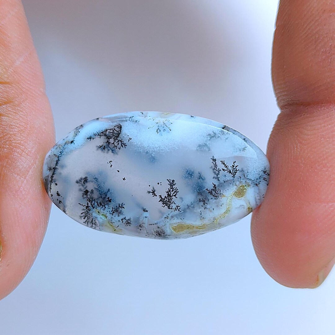Natural Dendritic Opal Gemstone Cabochon -oval, Scenic Pattern Stone ...