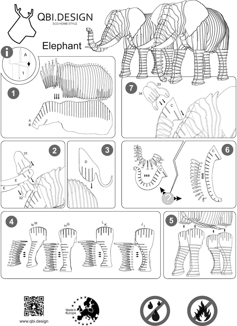 Frank Standing Elephant. Animal for Self-assembly Made of - Etsy