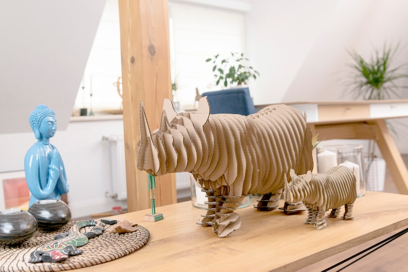 Edward Standing Rhino. Animal for Self-assembly Made of Ecological ...