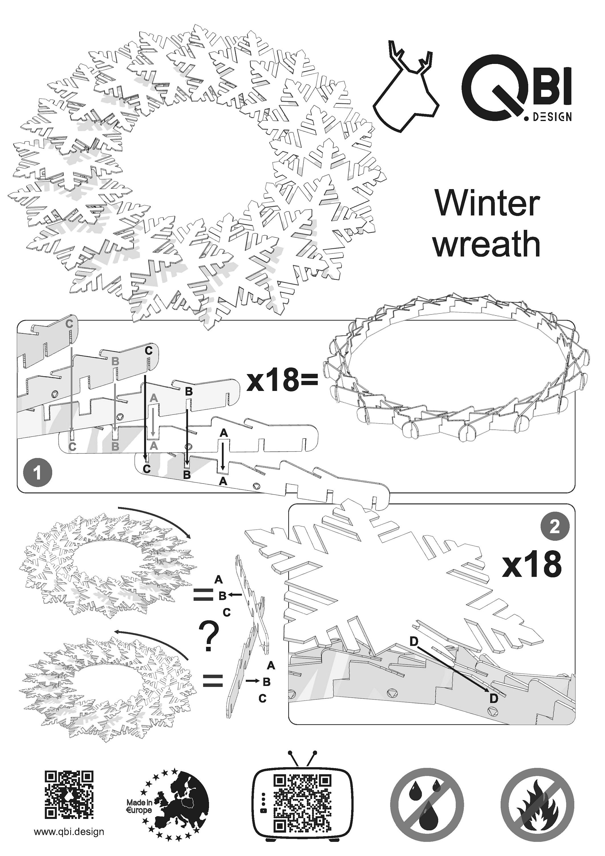 Winter Wreath - Cardboard Decoration for Self-assembly - Etsy