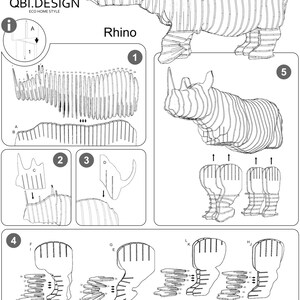 Edward - Standing Rhino. Animal for Self-assembly Made of Ecological ...