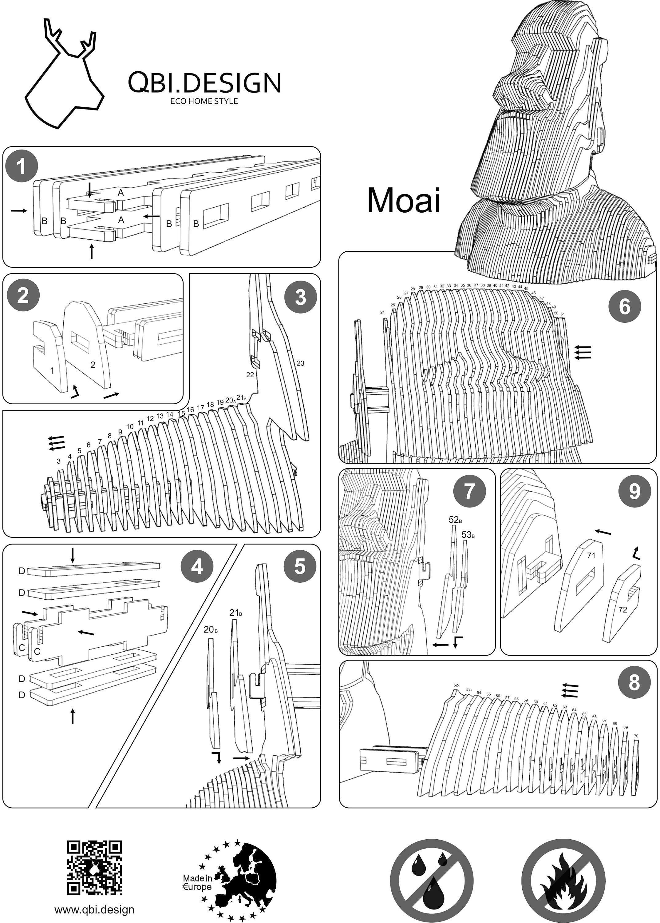 Sculpture Moai of Easter Island. for Self Assembly Made of Eco-friendly ...