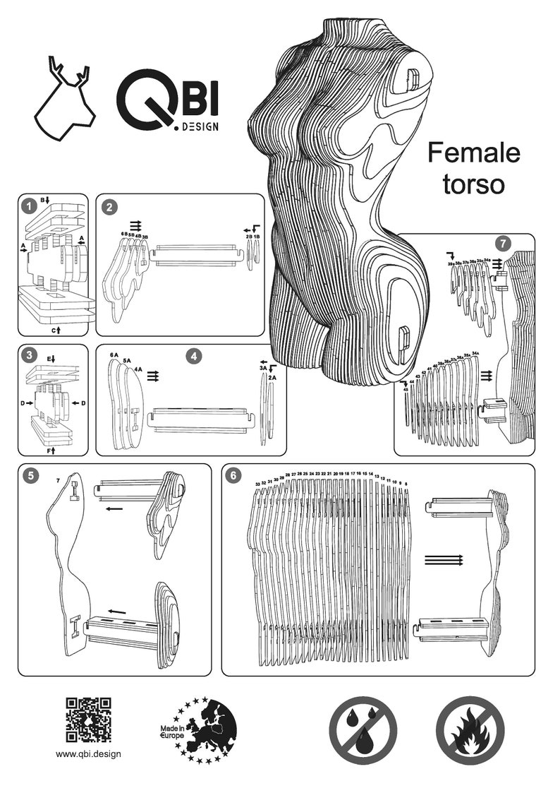 Female Torso for Self Assembly Made of Eco-friendly Cardboard. 3D DIY ...