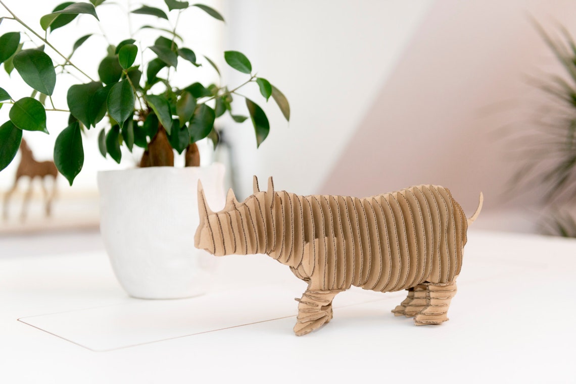 Edward Standing Rhino. Animal for Self-assembly Made of Ecological ...