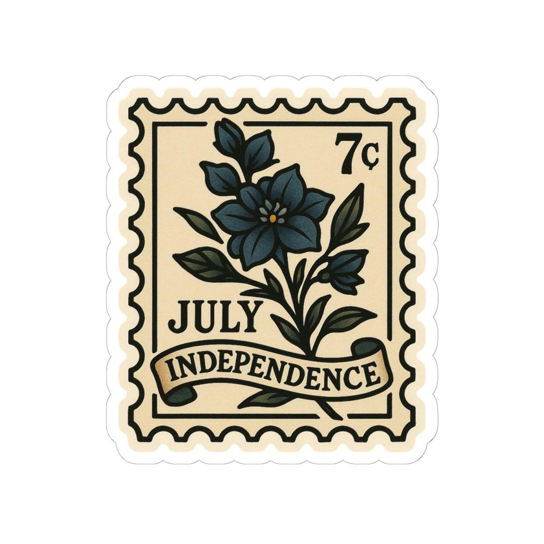 July Birth Flower Stamp Sticker: American Traditional Tattoo Style - Etsy