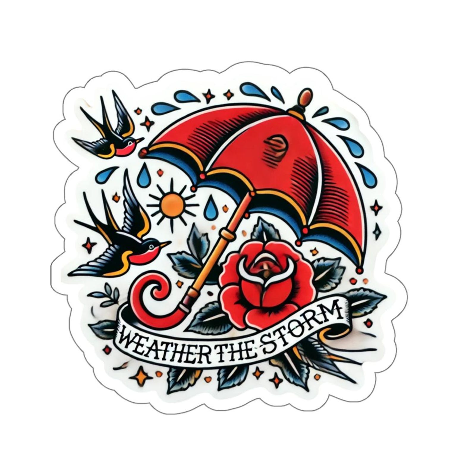 Tattoo Stickers, Traditional Style Sticker, Weather the Storm, Gift for ...