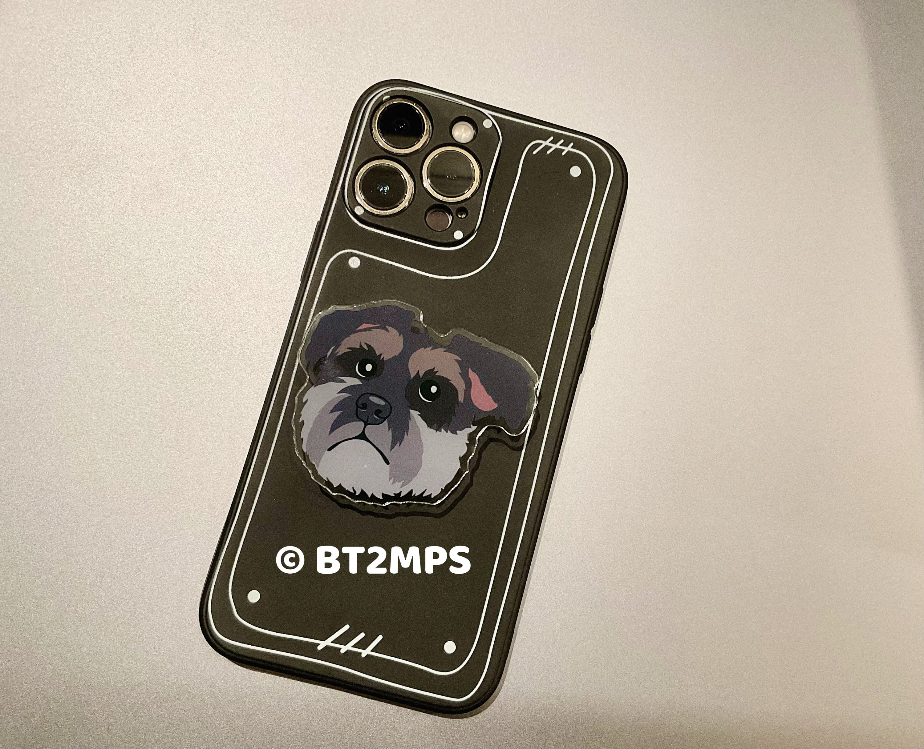 BT2MPS Schnauzer Dog Acrylic Phone Grip / iPhone Holder / Mobile Phone ...