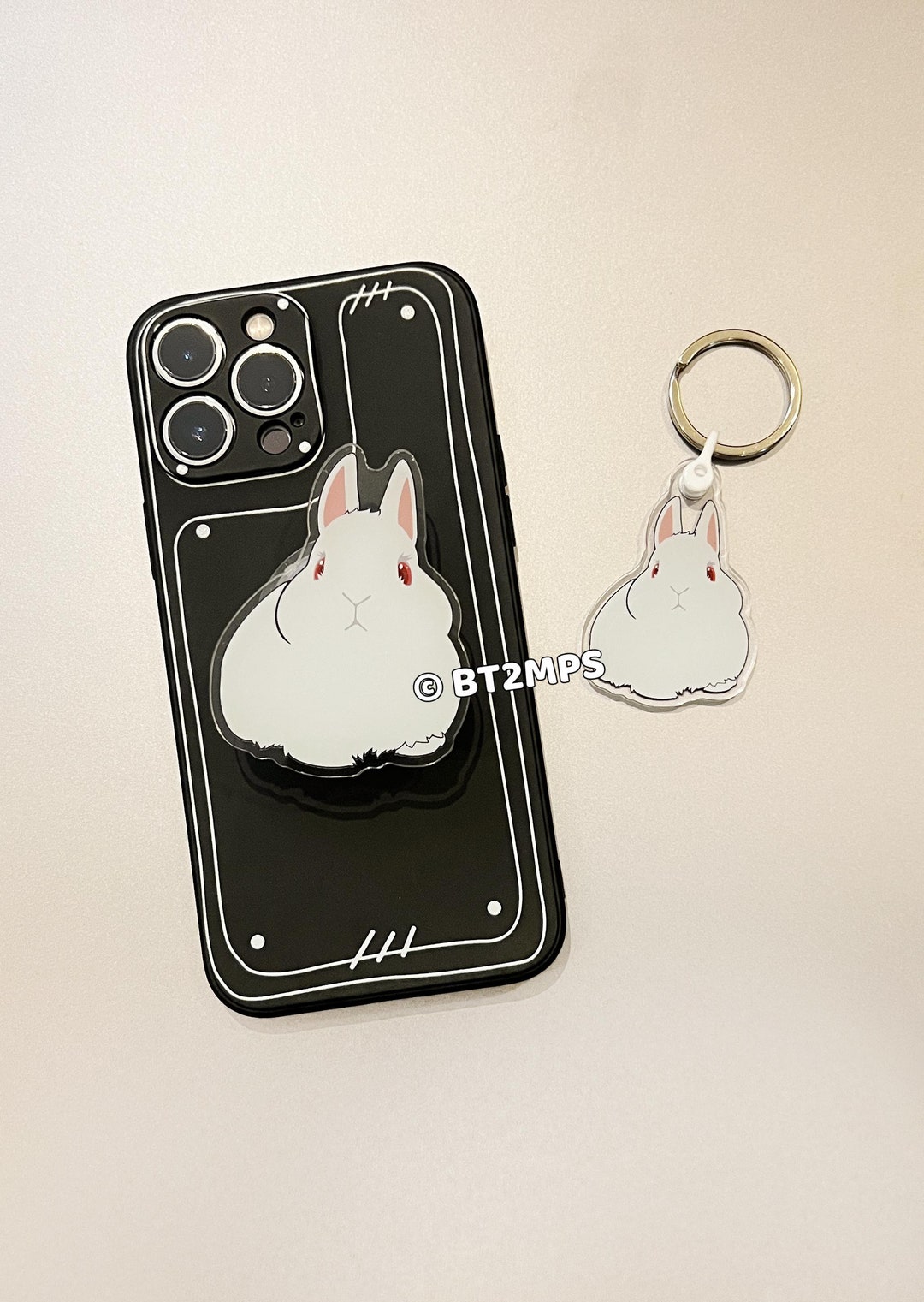 BT2MPS Albino Red Eye Dwarf Rabbit Bunny Acrylic Phone Grip / iPhone ...