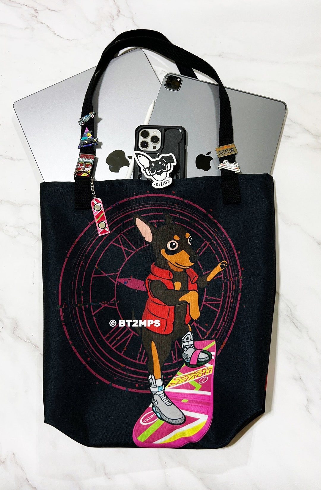 BT2MPS Min Pin Riding Hoverboard Save the Clock Shoulder Tote Bag - Etsy