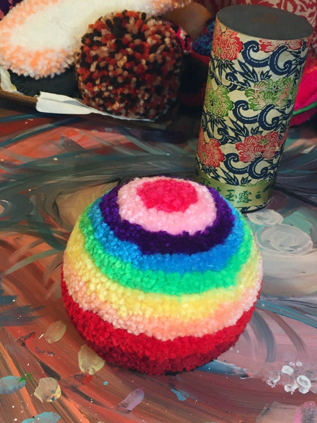 RAINBOW Decorative Ball. Ball of Wool, Resin and Felt. Unique Piece. - Etsy
