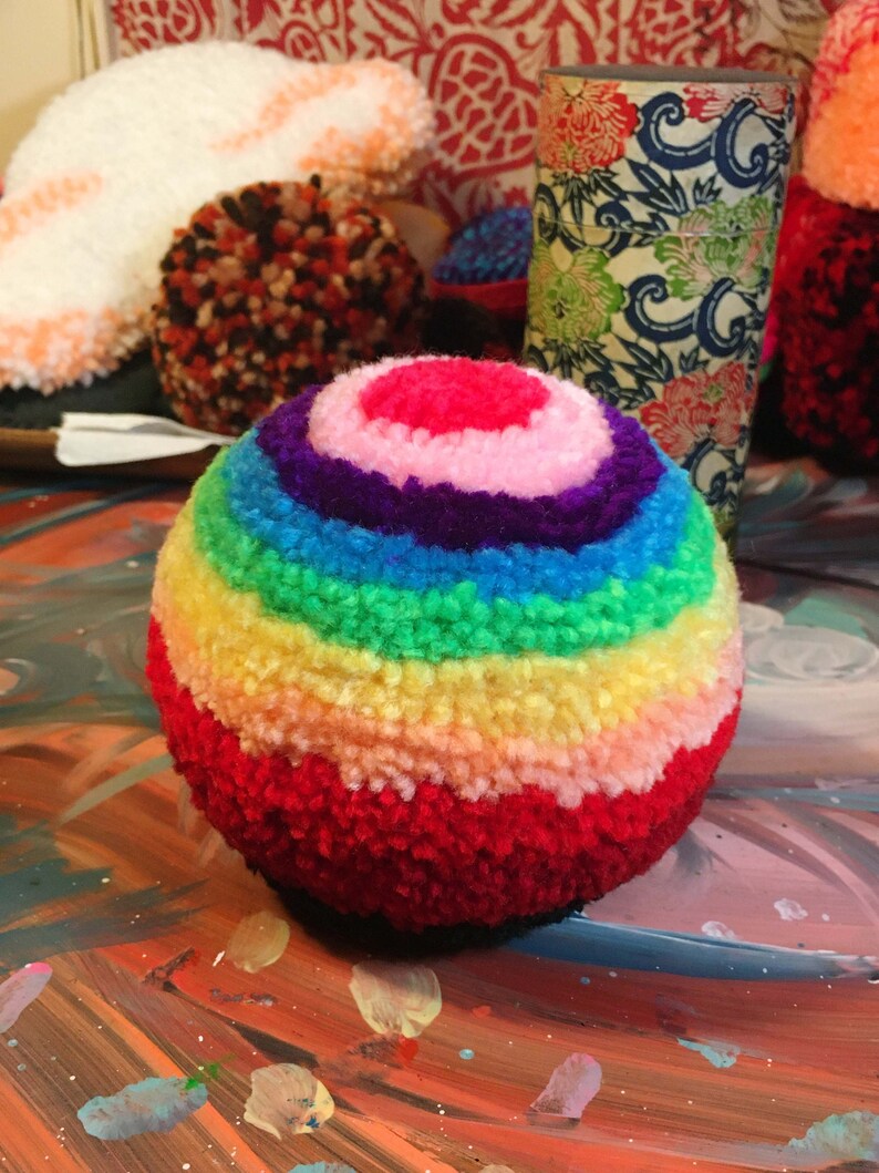 RAINBOW Decorative Ball. Ball of Wool, Resin and Felt. Unique Piece. - Etsy