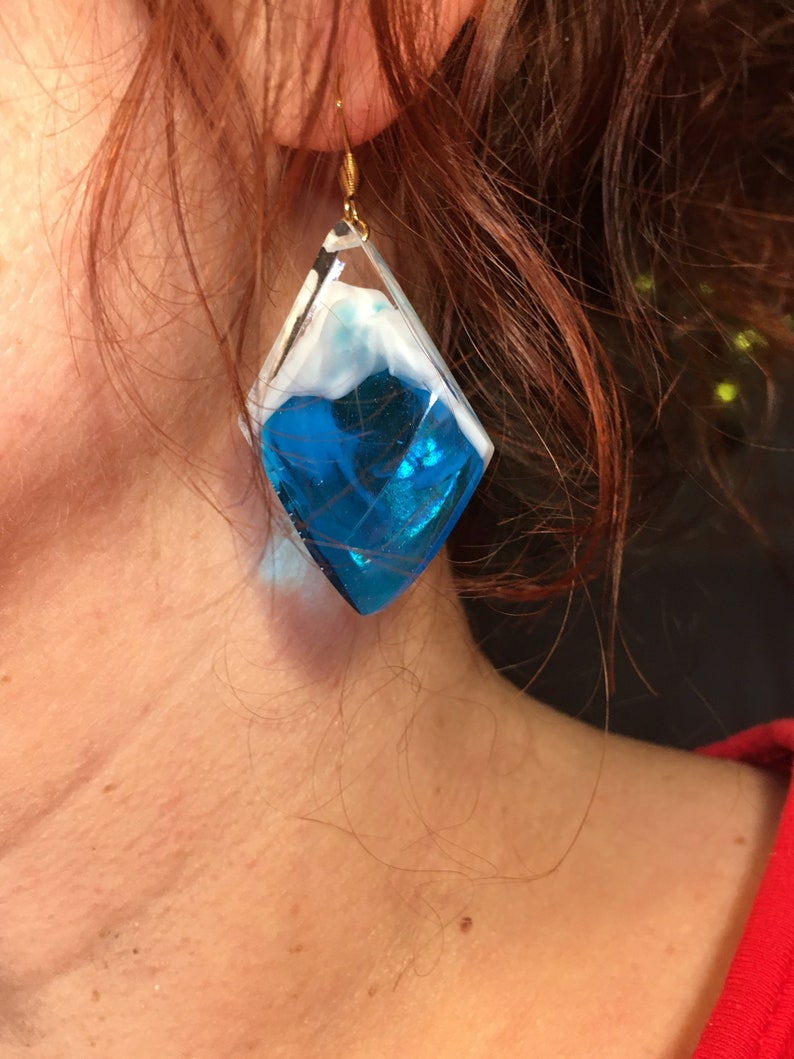 Geometric Slopes GEO 015. Medium Earrings of Original Resin and Steel ...