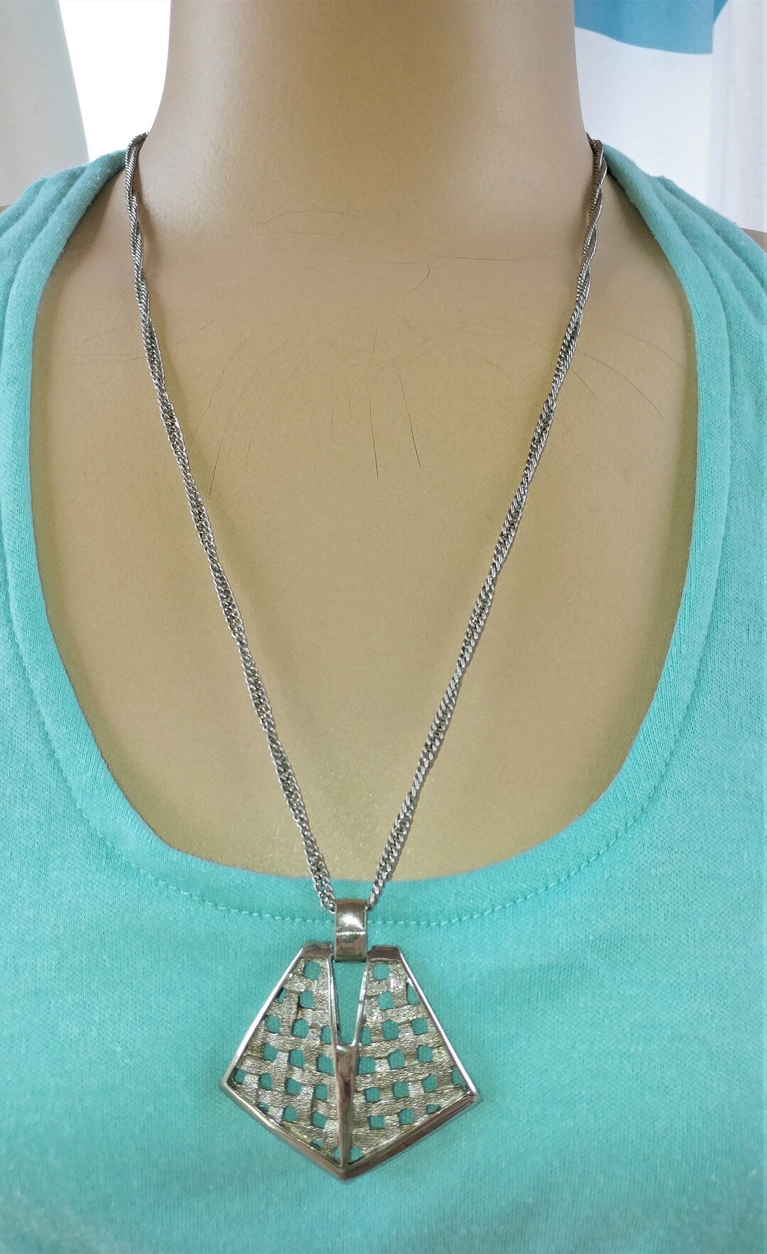 Vintage Silver Pentagon Pendant Silver Polygon Statement - Etsy