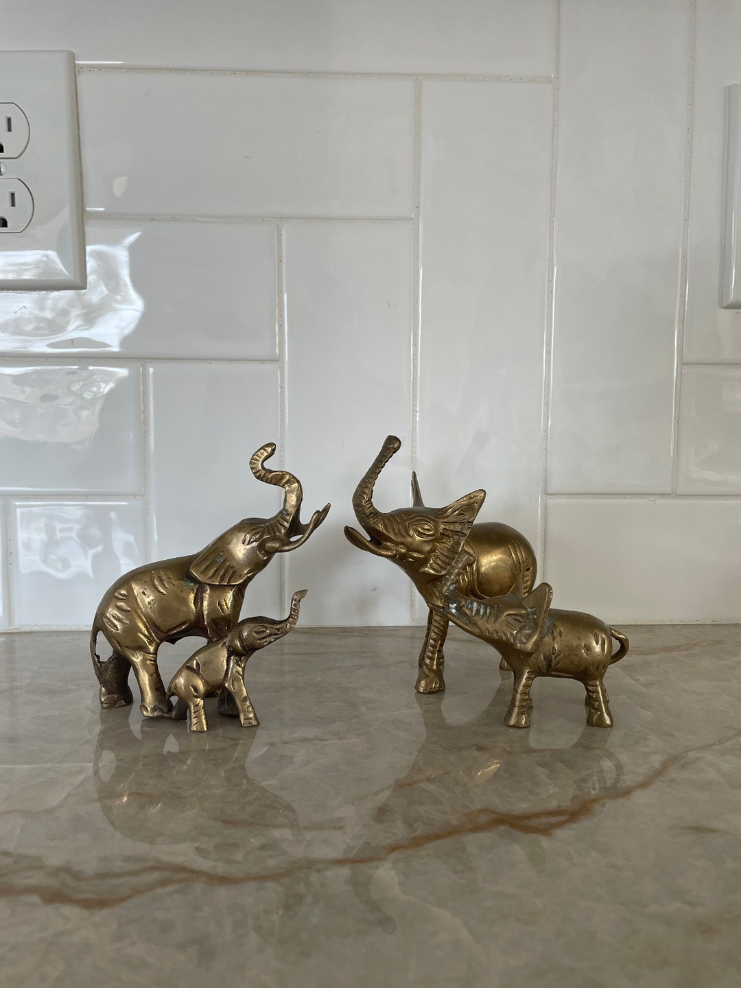 Brass Elephants / Family of Brass Elephants - Etsy