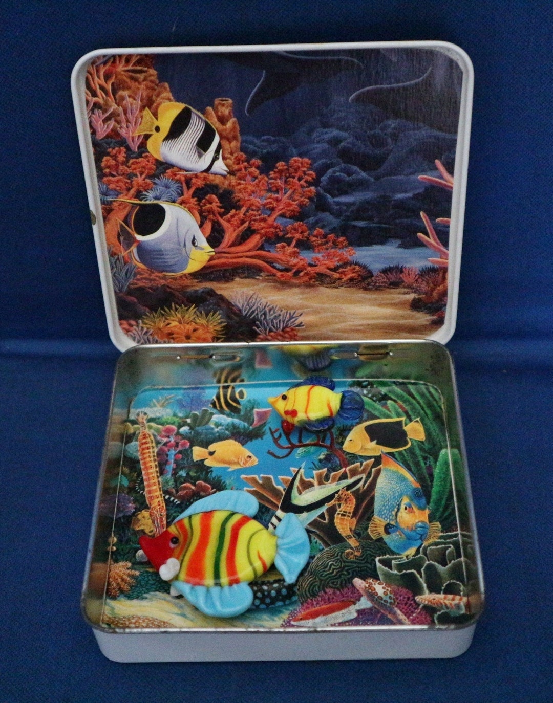 Aquarium in a Tin Diorama, With Venetian Glass Fish and Seahorses - Etsy UK