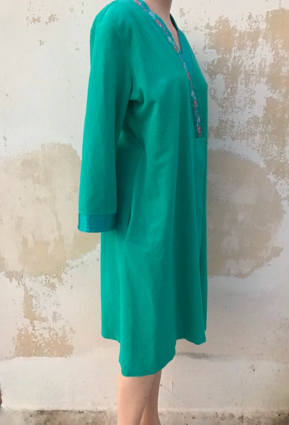 Mint green toweled wrapped home robe 80s vintage with… - Gem