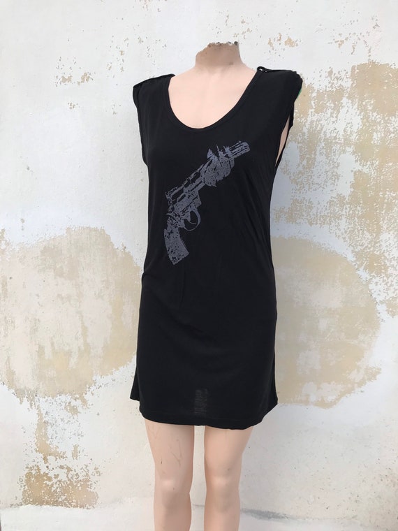 Knotted gun long black tank blouse/dress with anti wa… - Gem