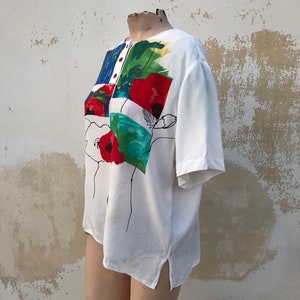 Crazy Patterned 80s Henley Loose Blouse Features Prints Like - Etsy