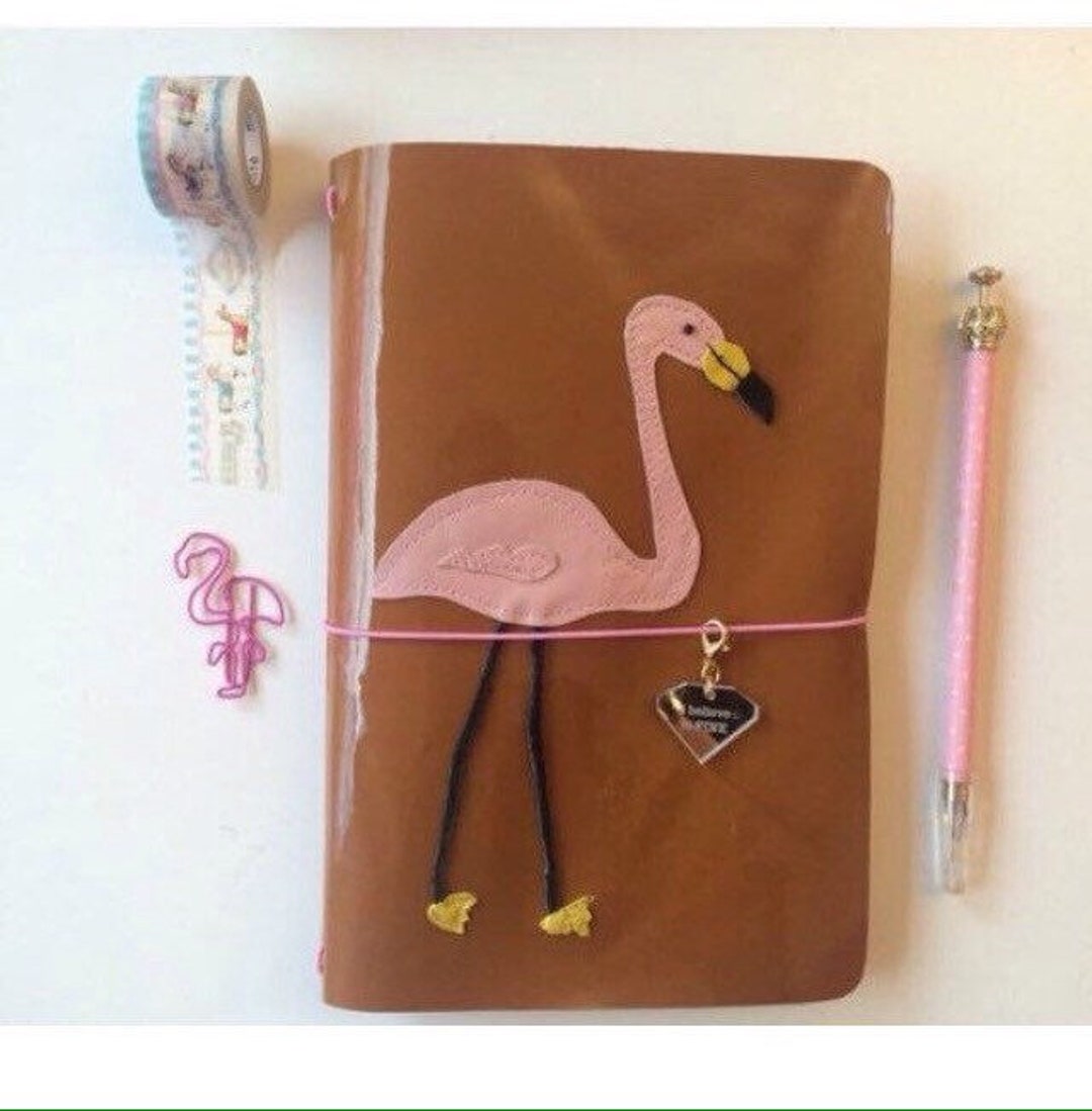 Pink Flamingo Handmade Travelers Notebook Made of Genuine Leather in ...