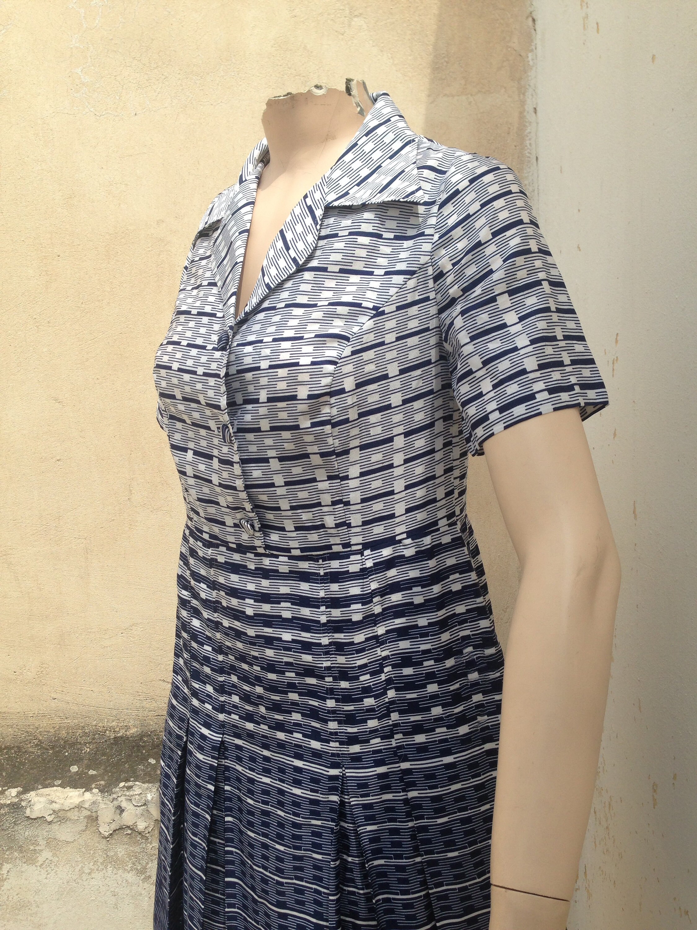 60s beautiful mini go go dress with pleated skirt henley | Etsy