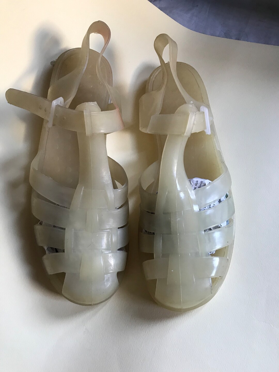 Milky Cream Colored Jelly Shoes for Men or Young Boys With Buckle ...