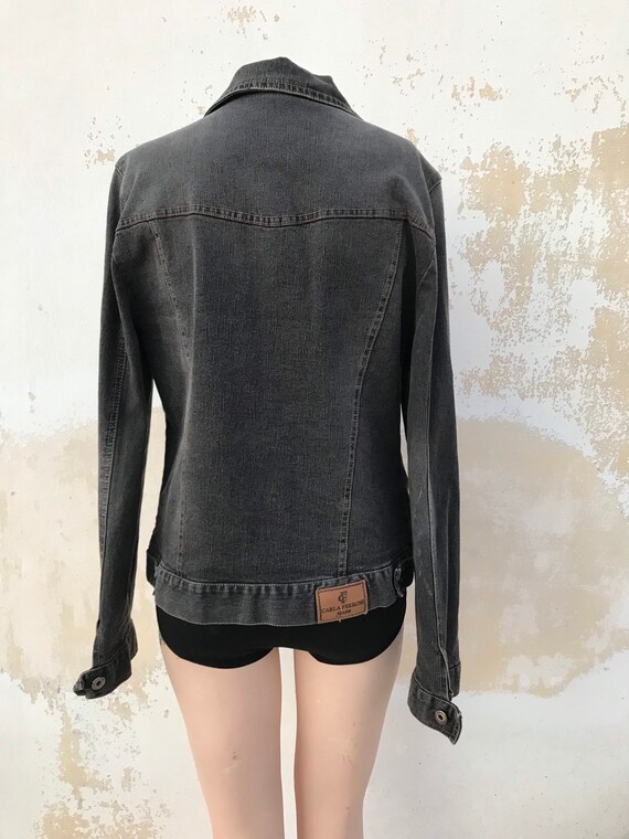 Black stonewashed early 1980s vintage denim jacket em… - Gem