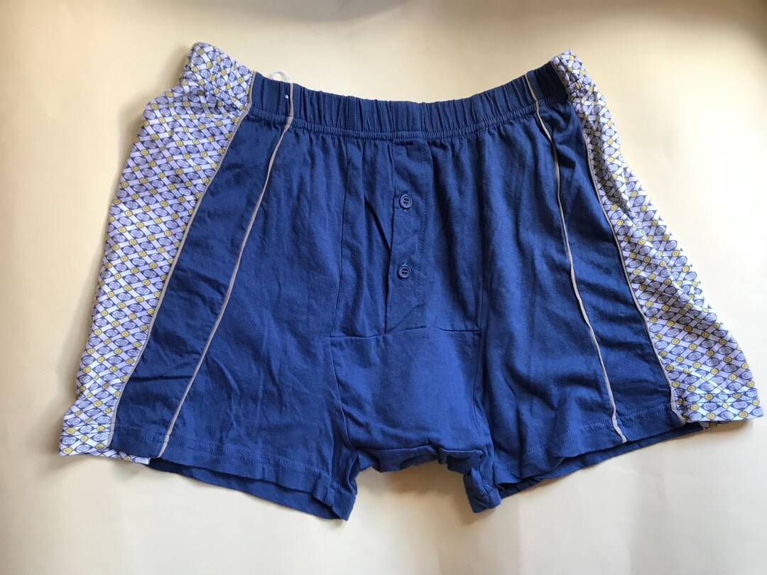 Cotton Underwear Boxers for Men in Blue With Geometric Designs on Each ...